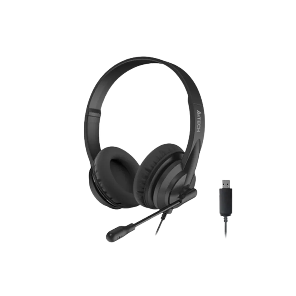 A4Tech (HU-10) Stereo USB Headset with Integrated Sound Card - Black